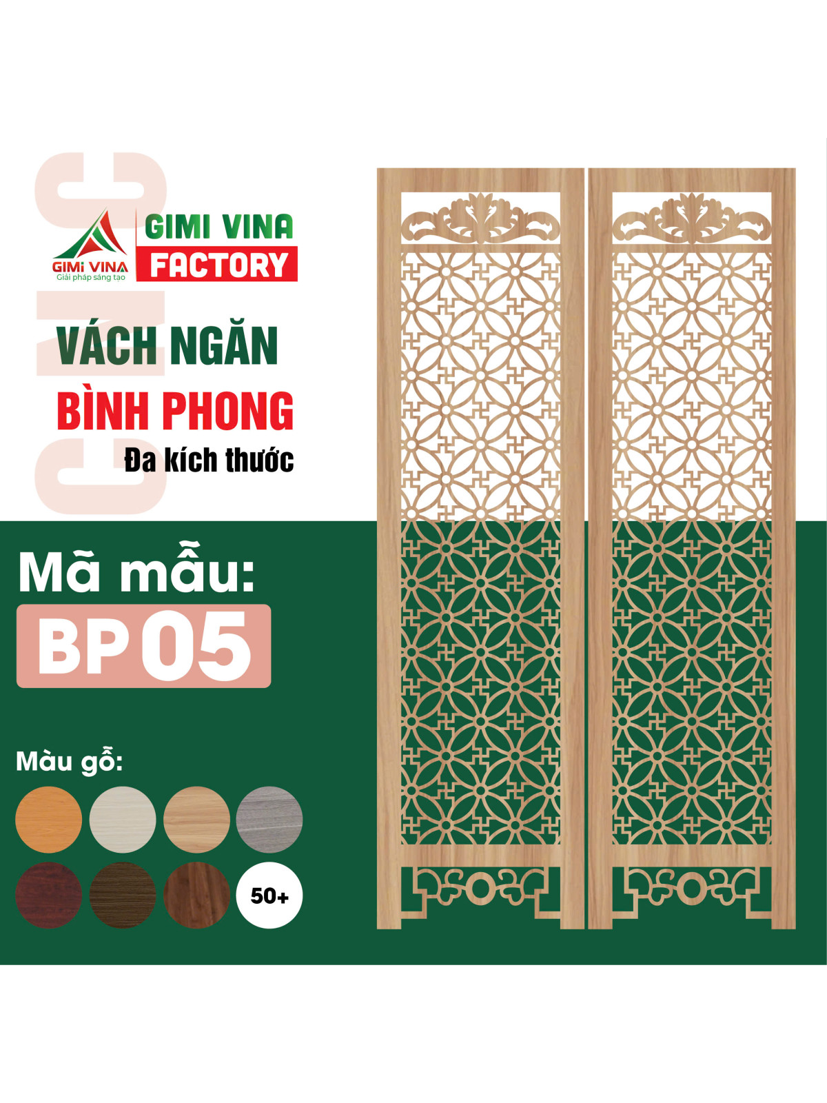 Vách ngăn bình phong bằng gỗ BP05 • Mộc Gimi